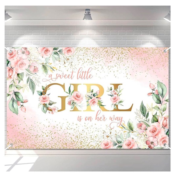 Sweet girl on the way baby shower back drop | Party Supplies | Sweet ...
